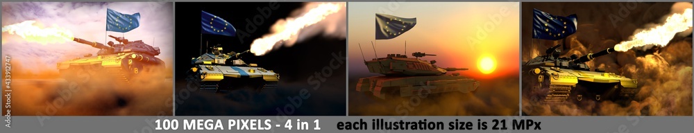 4 images of high resolution modern tank with fictional design and with ...