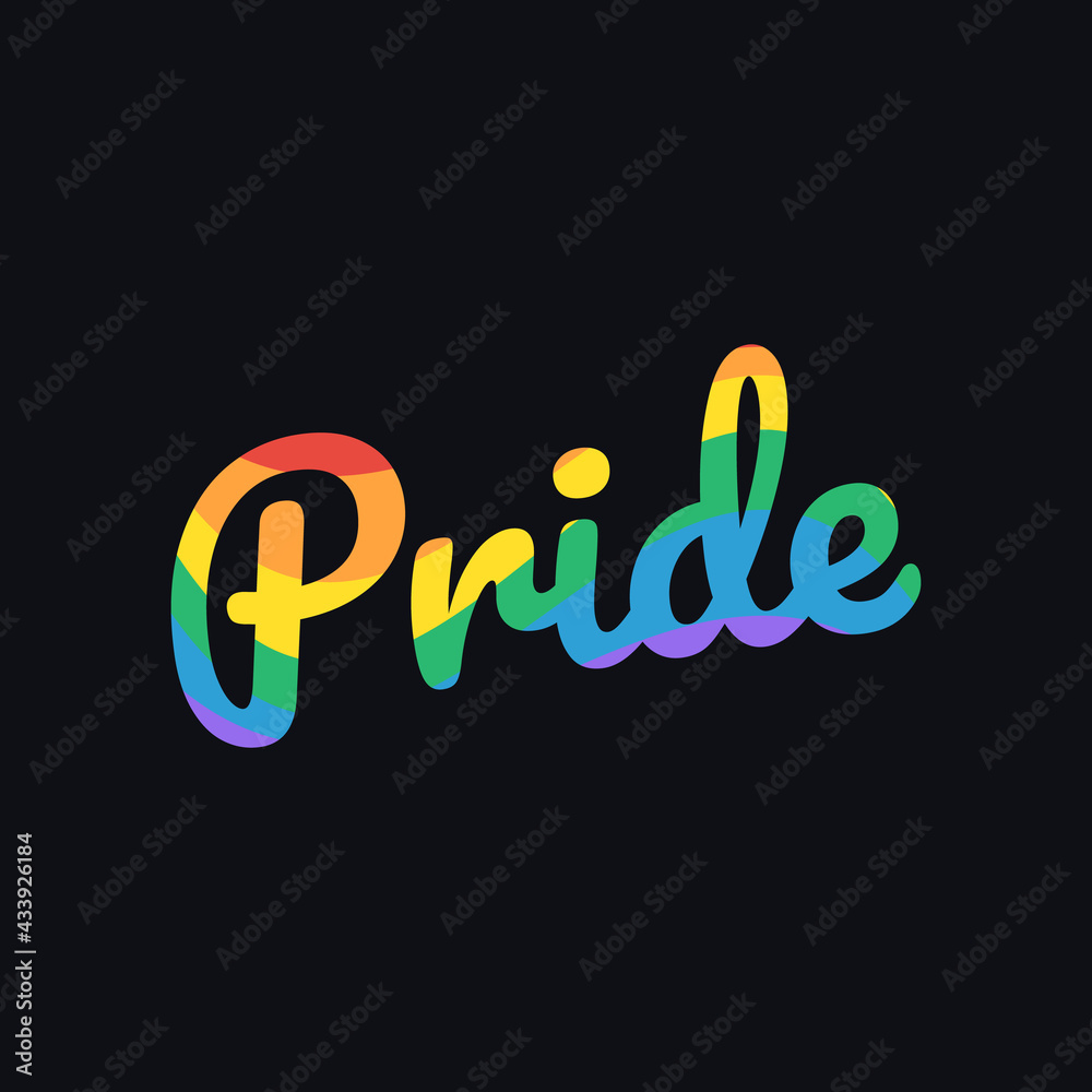 Vektor Pride Rainbow Text. LGBT Pride Lettering with LGBTQ Pride Flag ...