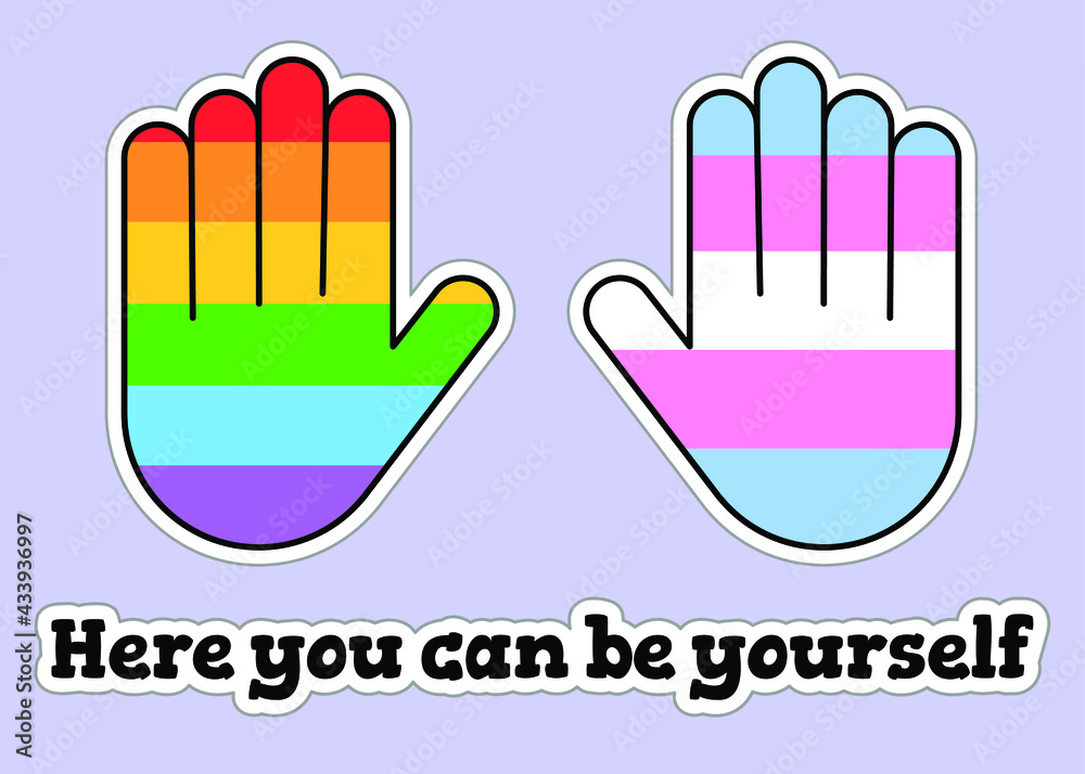 Vektor LGBT+ friendly sticker pack. Rainbow gay and transgender flags ...