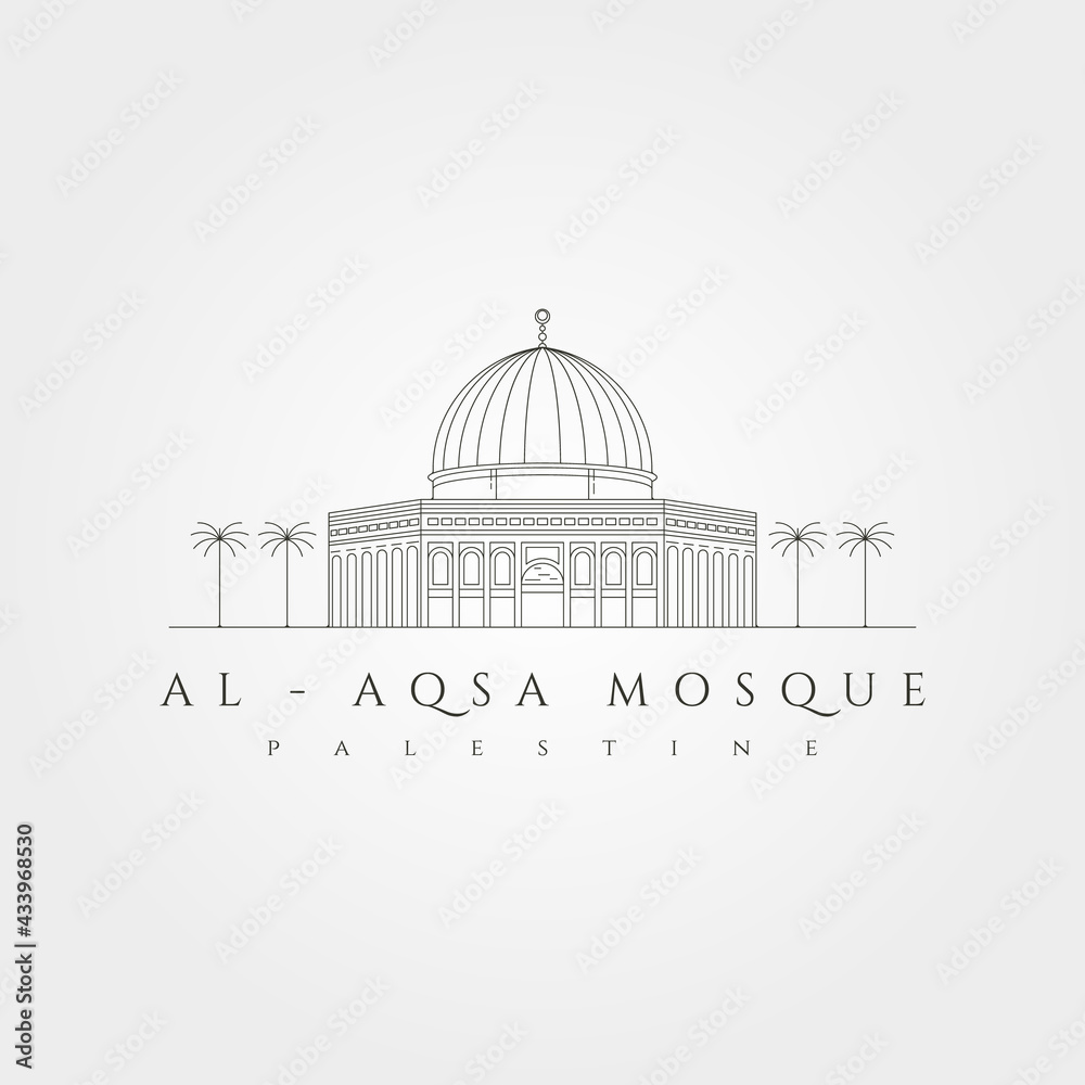 al aqsa mosque minimal logo vector symbol illustration design, al-isra ...