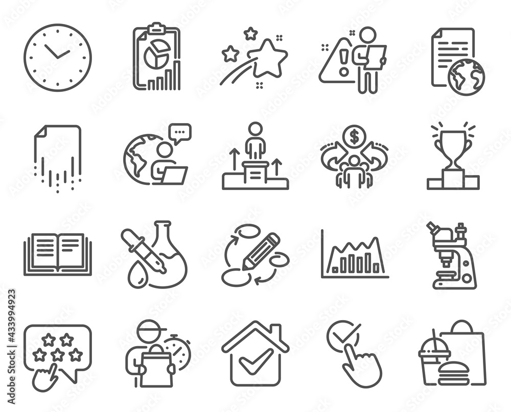 Education icons set. Included icon as Sharing economy, Winner podium, Chemistry experiment signs ...