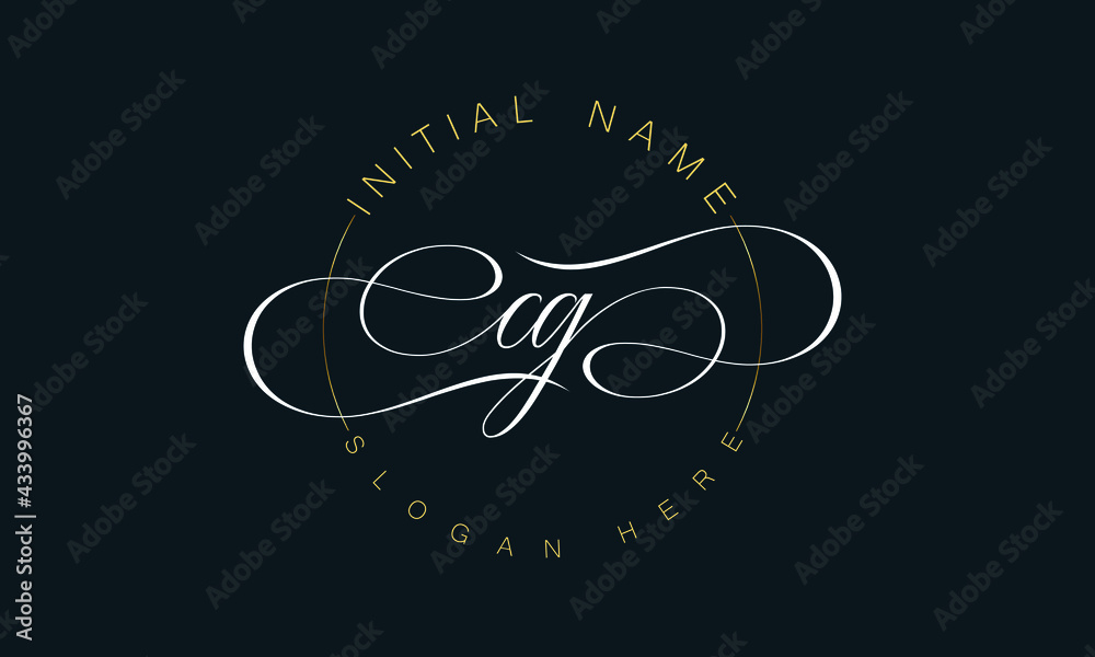 CG/GC cursive letter stylish luxury logo in golden and white color, CG ...
