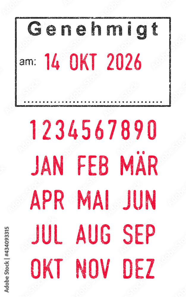 Vector illustration of the German word Genehmigt (Approved) stamp and ...