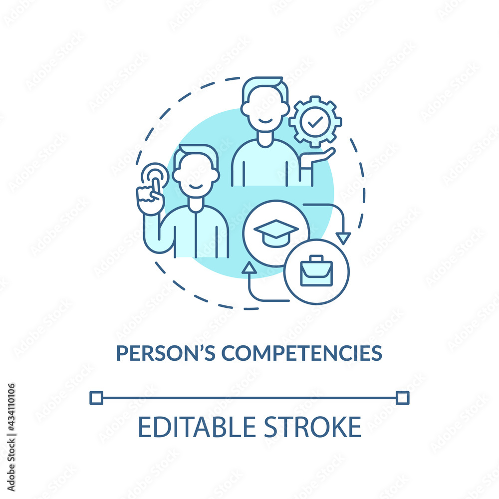 Person competencies blue concept icon. Experienced specialist skills ...