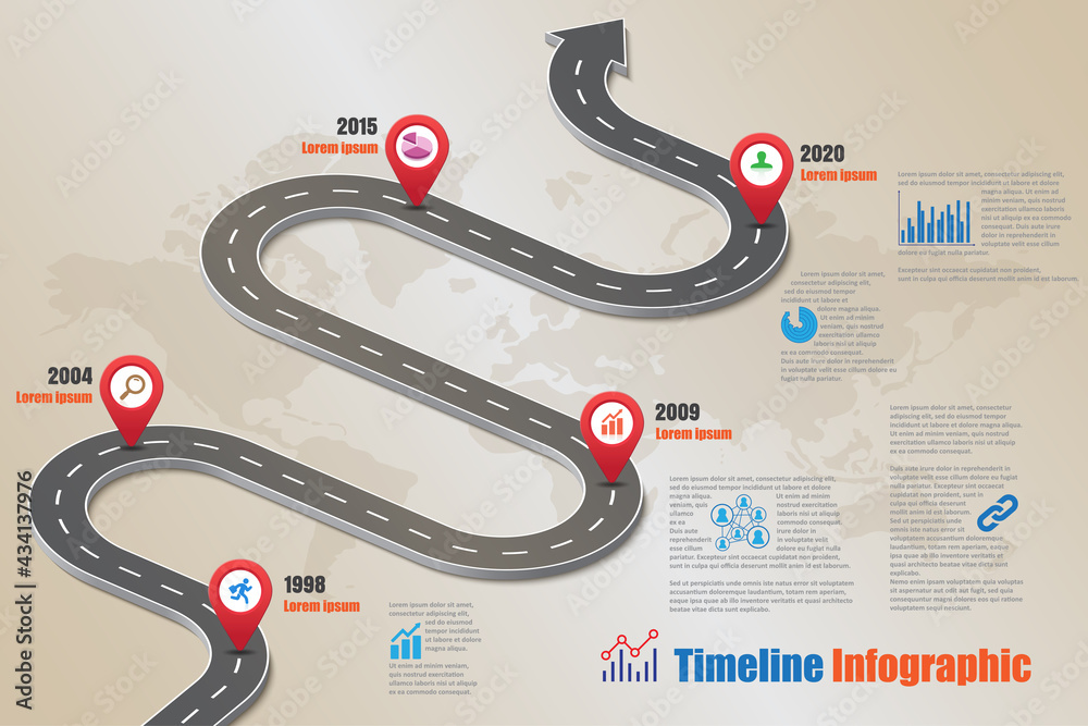 Business roadmap timeline infographic icons designed for abstract ...