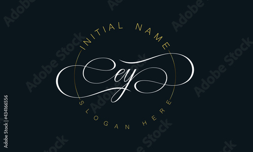 EY/YE cursive letter stylish luxury logo in golden and white color, EY ...