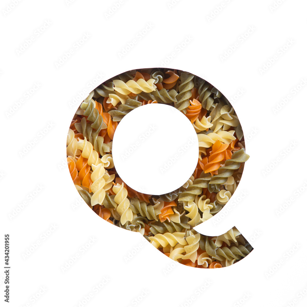 Italian food typeface for packaging design. Letter Q of English ...