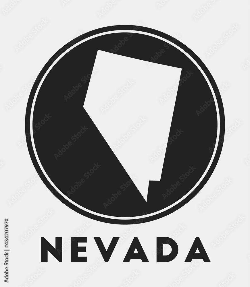 Nevada icon. Round logo with US state map and title. Stylish Nevada ...