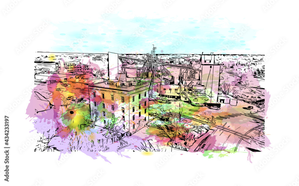 Building view with landmark of Fort Collins is a city in northern ...