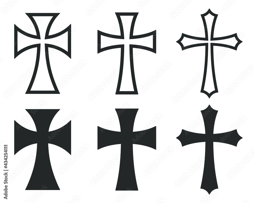 Cross vector shape symbol. Christianity sign. Christian religion icon ...