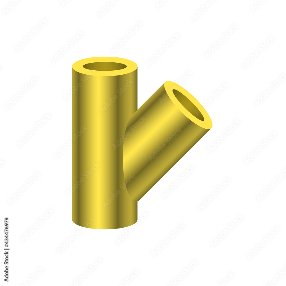 PVC plastic pipe fitting vector icon. 3 way 45 Degree (WYE) with slip ...