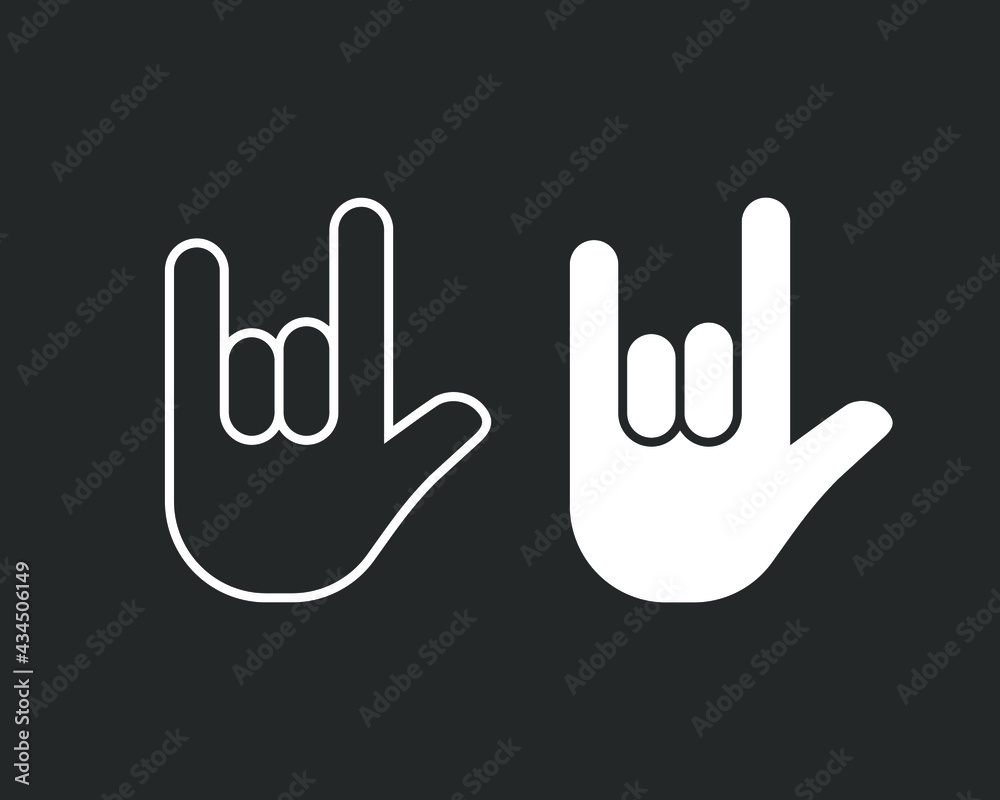 Rock hand gesture icon. Devil horns sign. Heavy metal music symbol ...