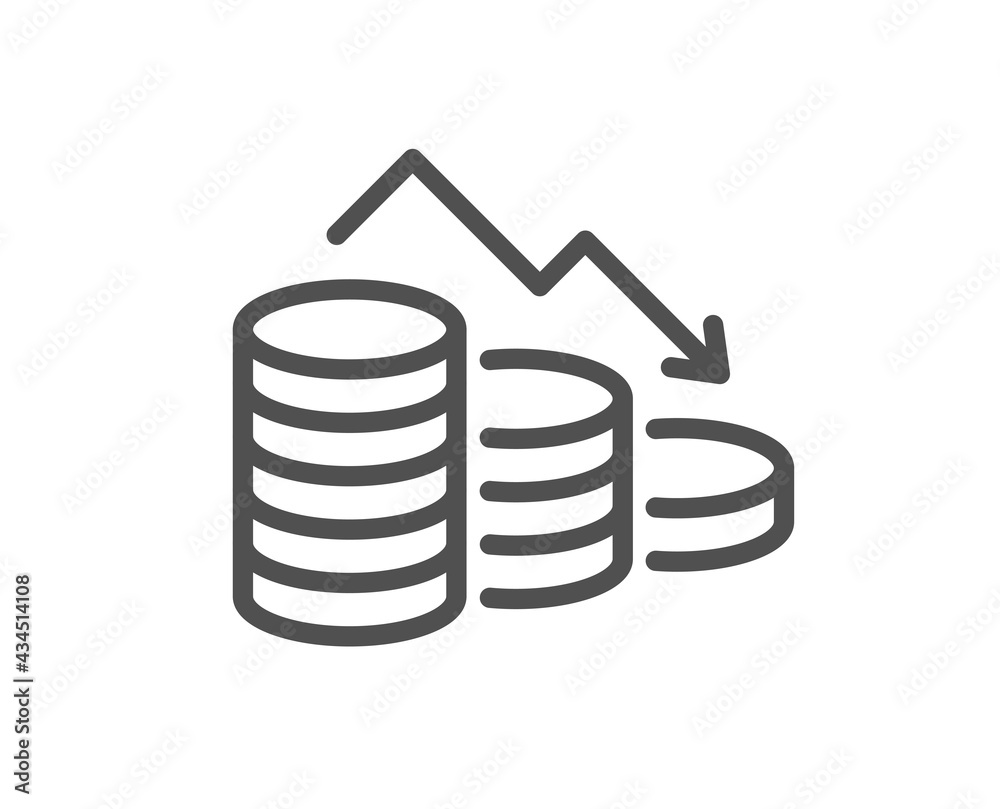 Money loss line icon. Financial crisis sign. Business bankruptcy symbol ...
