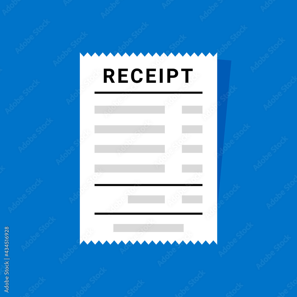 Receipt document icon. Digital vector bill sale fee. Flat vector ...