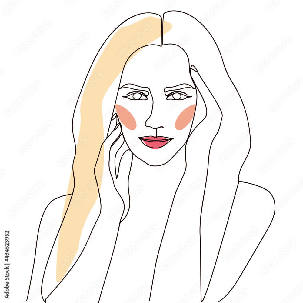 Woman face line art. Vector minimalist style portrait. One line drawing ...