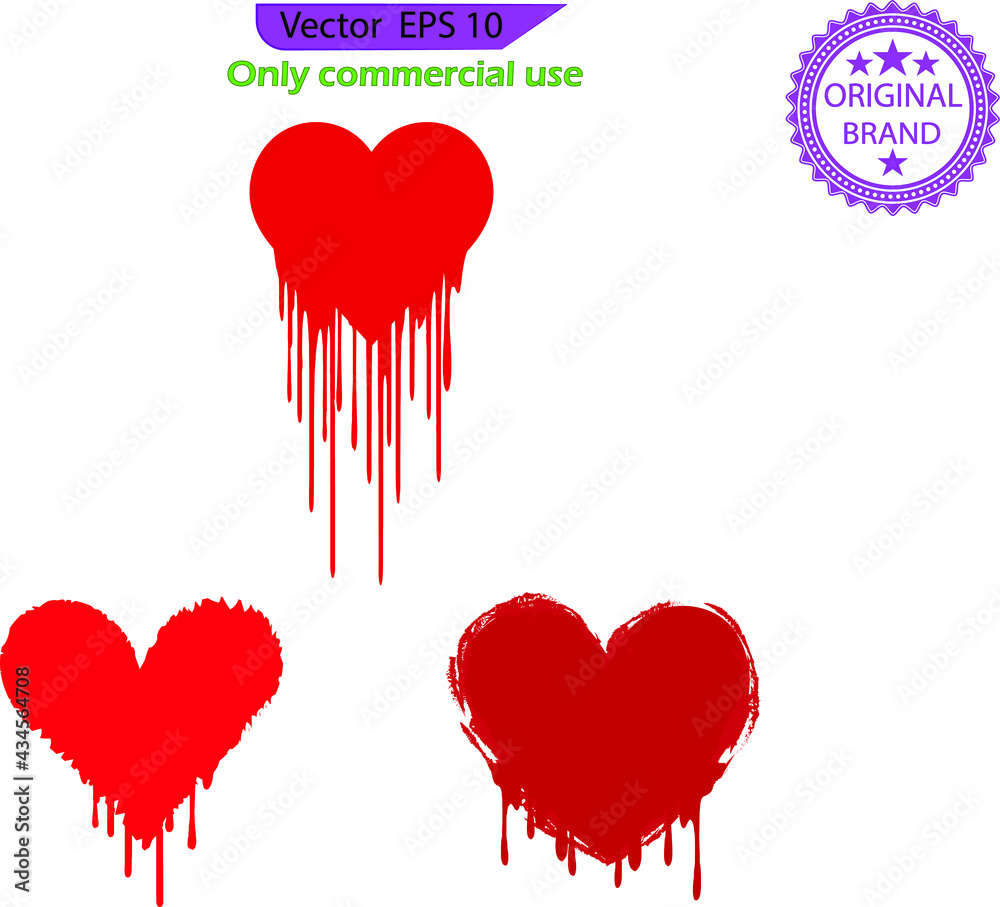 Red heartbreak, flat drip heart icon for apps, print and websites ...