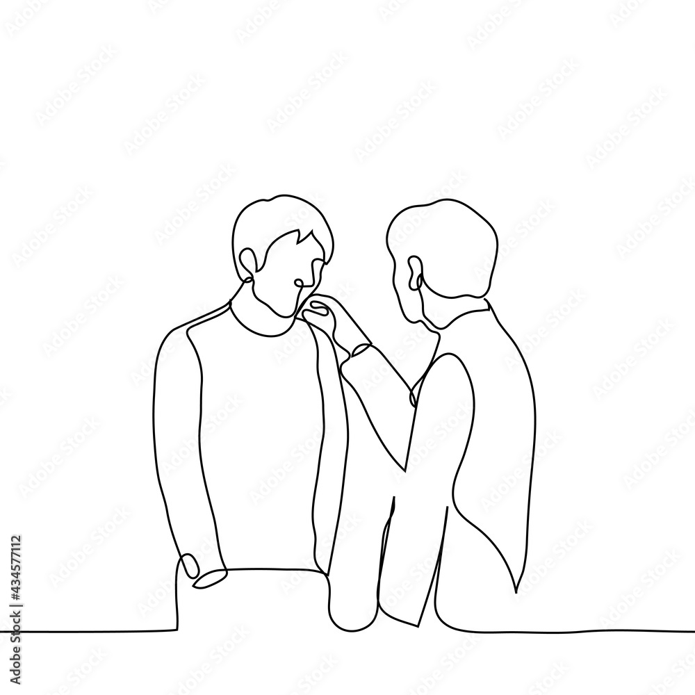 man hand on another man's shoulder to comfort - one line drawing vector ...