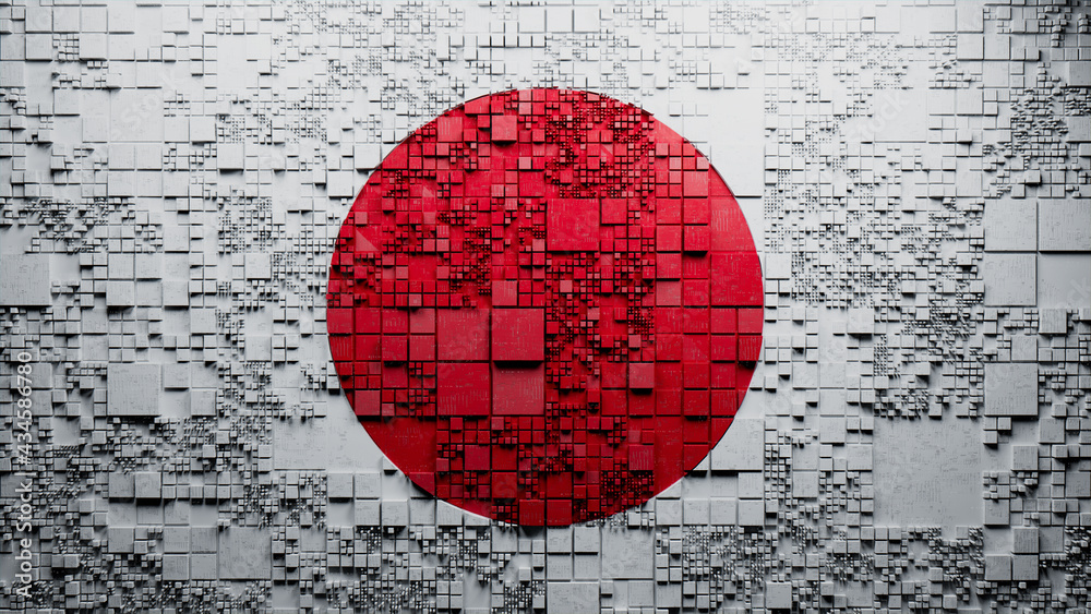 Flag of Japan rendered in a Futuristic 3D style. Japanese Innovation ...