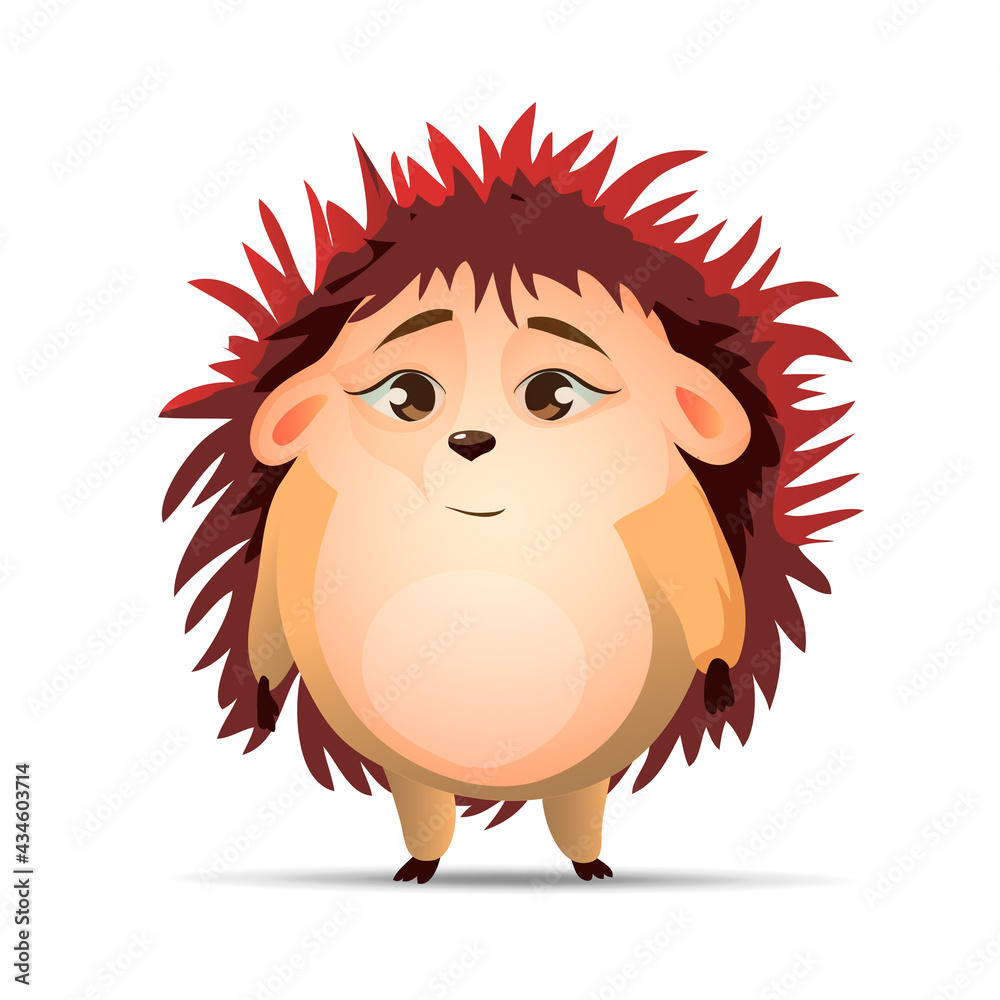 Cute hedgehog stand and watch. Vector hedgehog. Hedgehogs vector ...