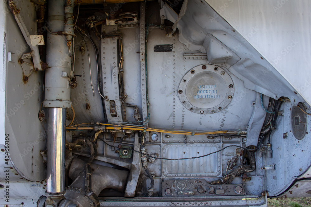 Elements of a jet fighter. Technical details of the old jet fighter ...