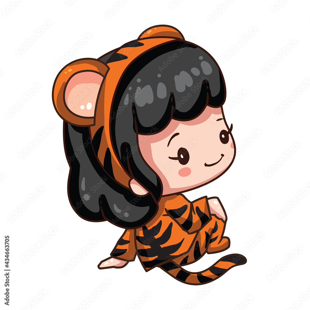 Vector illustration of cute chibi character isolated on white ...