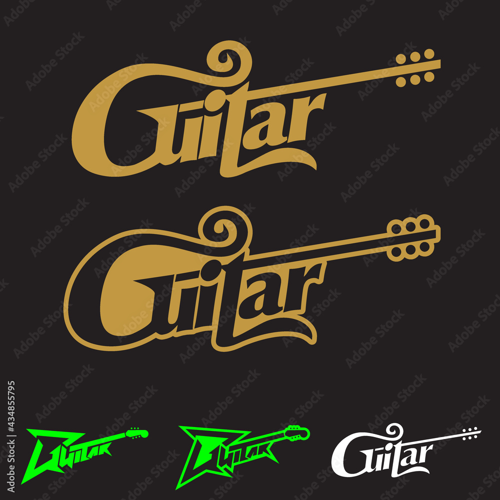 Guitar word mark symbol vector conceptual illustration can be used as ...