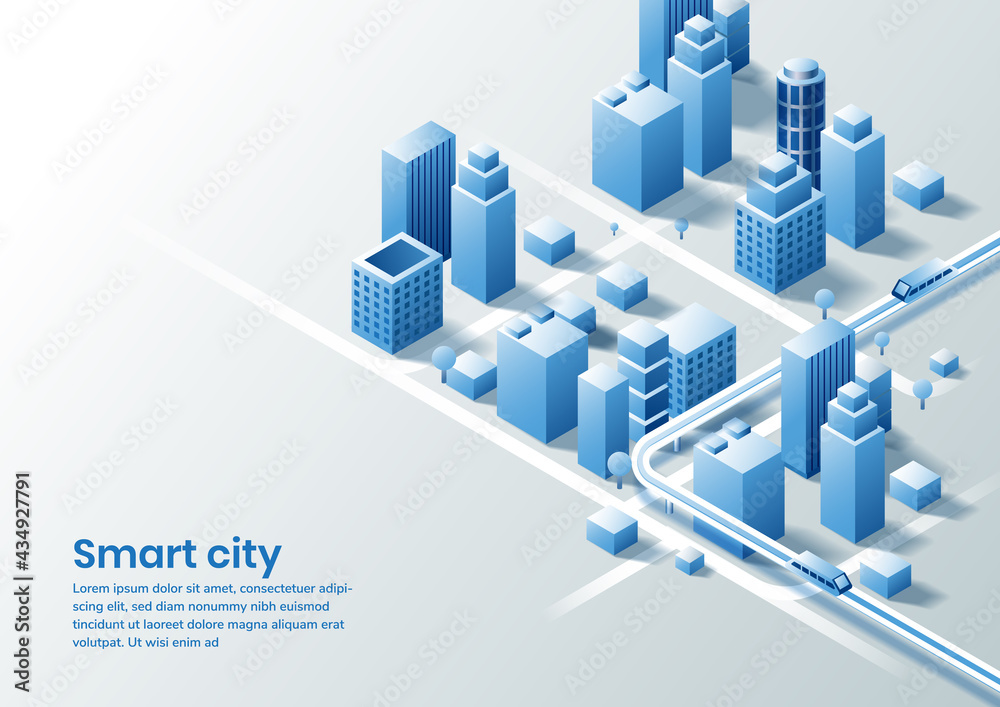 Smart city isometric design concept of simple smart city. Stock Vector ...