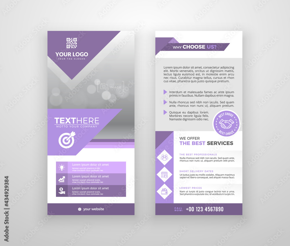 Double-sided DL flyer design. Brochure or flyer template. Layout with ...