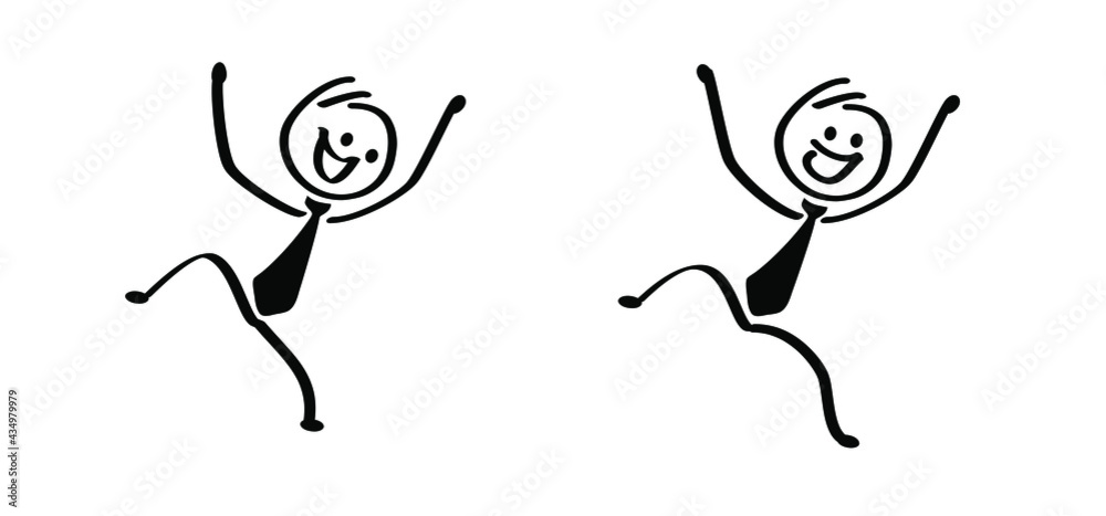 Jump, spring, dance, jumping and happy smile business stickman. Funny ...