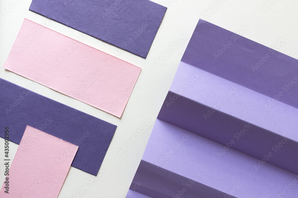 violet and light pink swatches of textured and pleated construction ...
