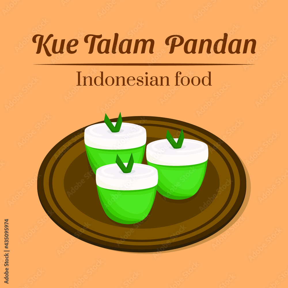 Illustration of kue talam pandan or Indonesian pandan talam cake made ...