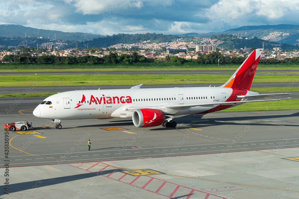 Avianca Airlines Boeing 787 Dreamliner airplane at El Dorado ...