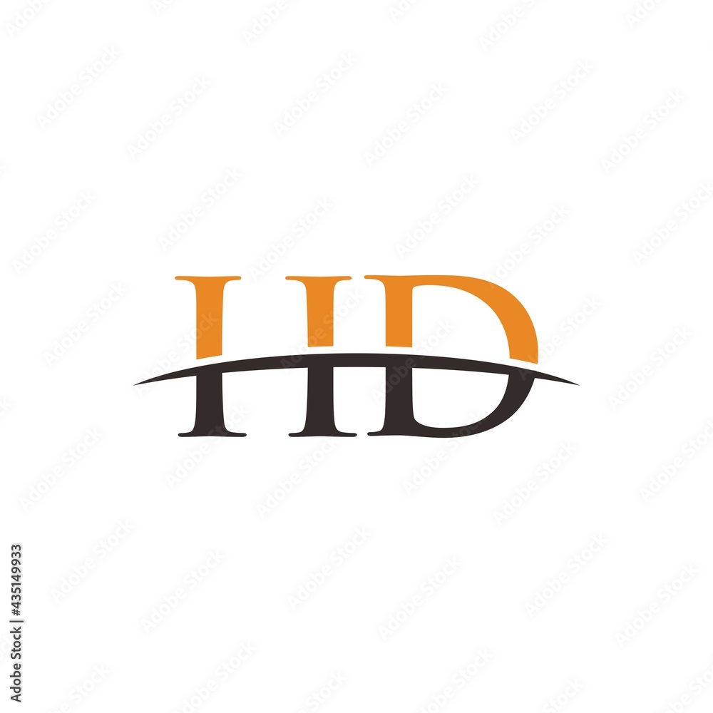 Initial letter HD, overlapping movement swoosh horizon, company logo ...