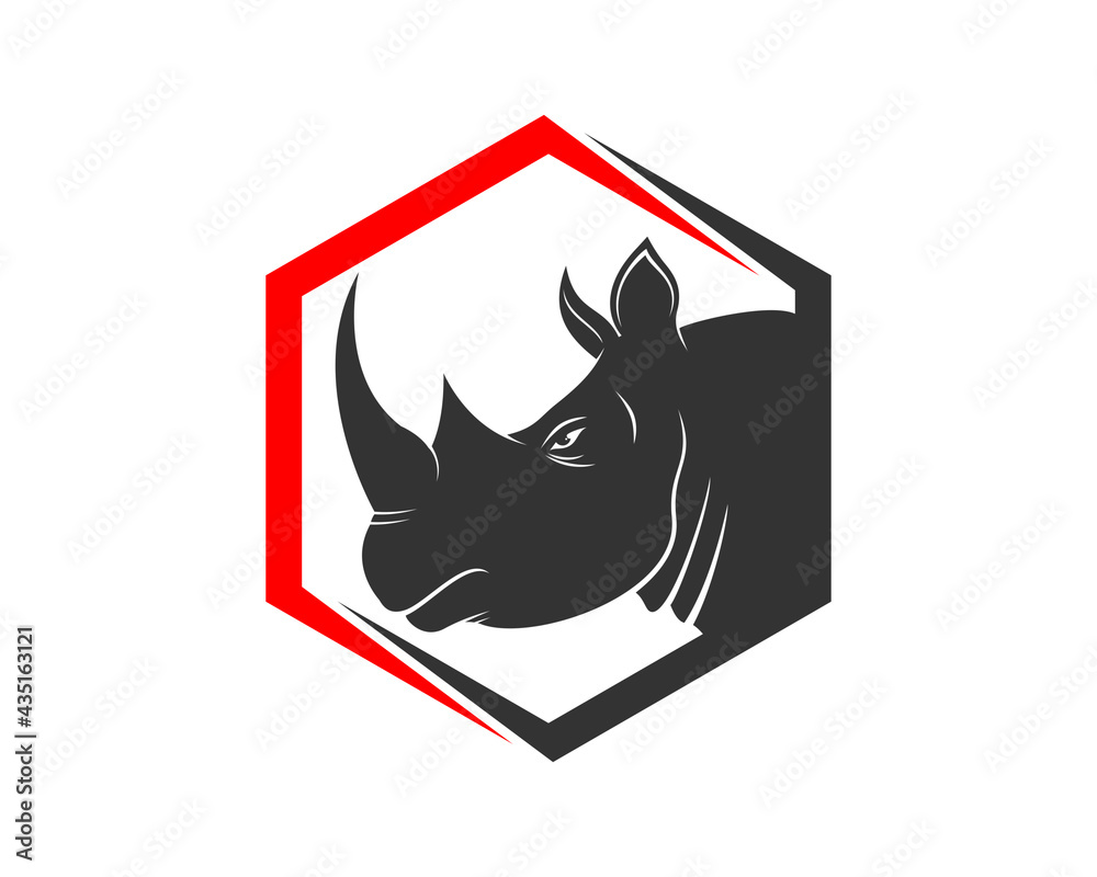 Rhino head in the hexagon shape logo Stock Vector | Adobe Stock