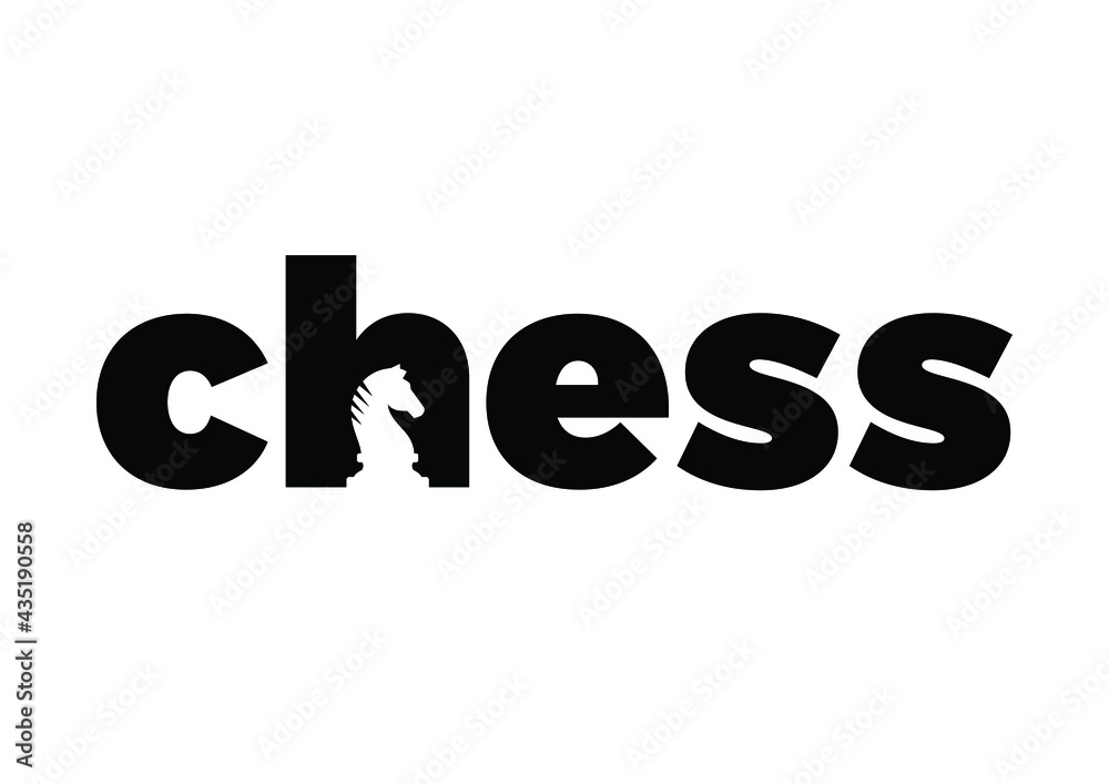 The word chess with knight embedded onto the letter H. Chess typography ...