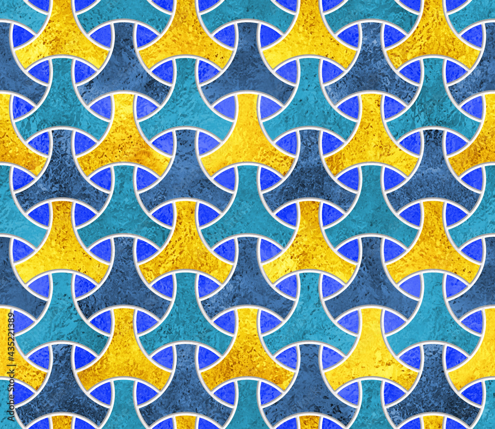 Blue and gold texture. 3D rendering seamless pattern for ceramic tiles ...