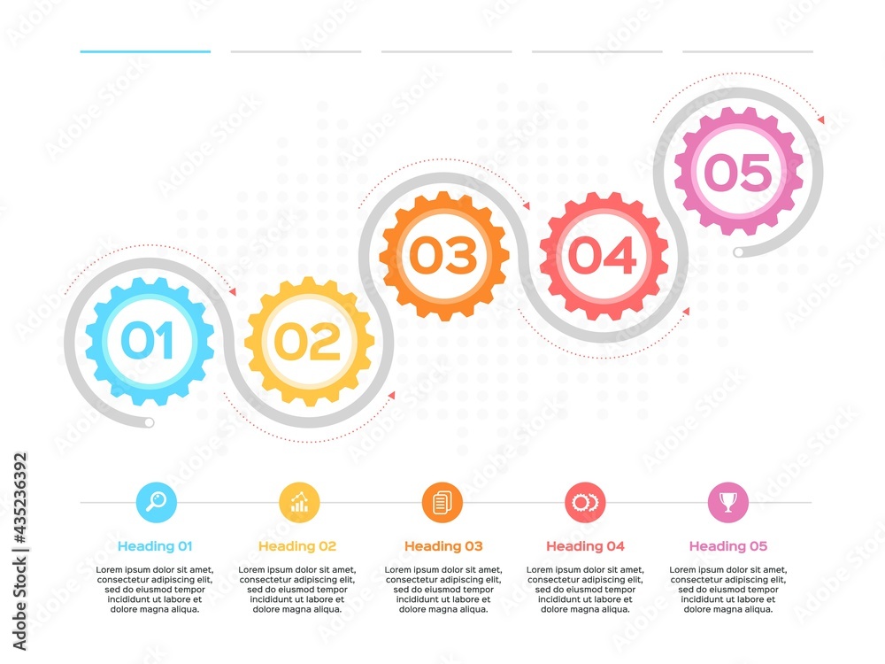 Vector de Stock Gear infographic. Production progress, development ...