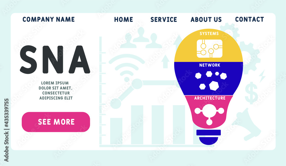 Vector website design template . SNA - Systems Network Architecture ...
