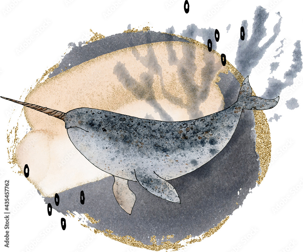 Watercolor whale abstract sublimation design clipart, Nautical ...