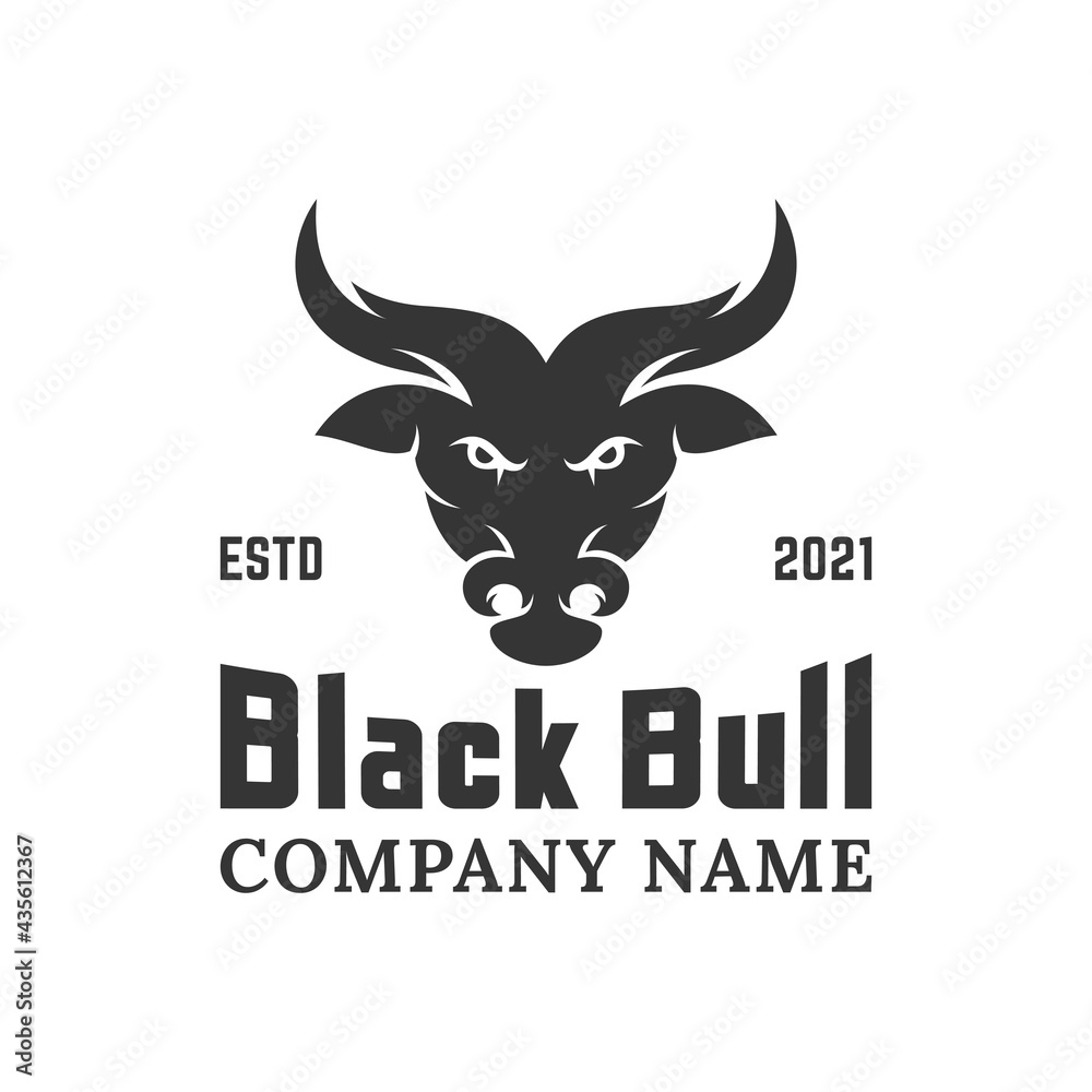 Stock-Vektorgrafik „vintage retro black bull head logo, angry buffalo ...