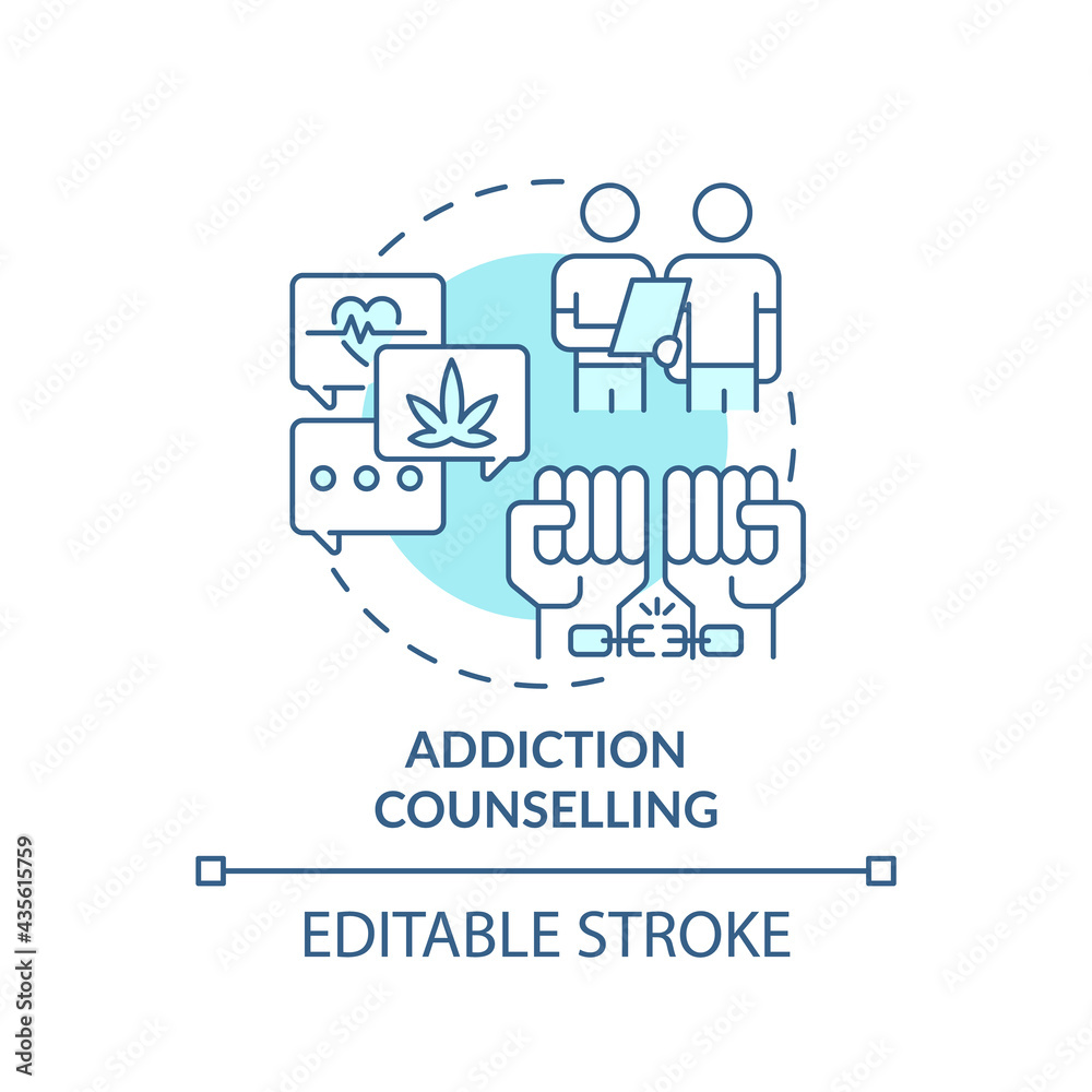 Addiction counselling concept icon. Rehabilitation types. Treatment of ...
