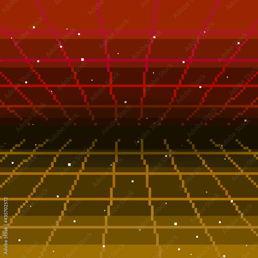 Pixel art of 80s Retro sci-Fi background. Pixel art background. Pixel ...