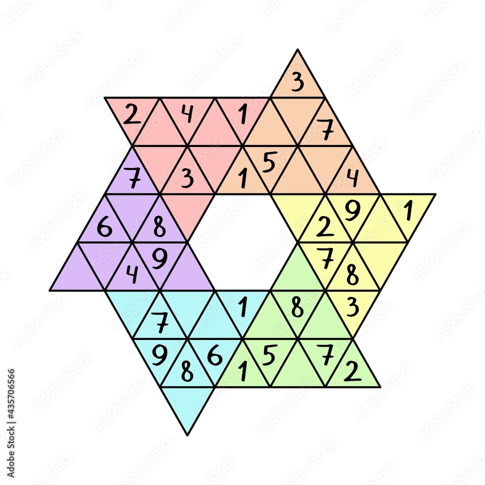 Star sudoku game for children colorful printable worksheet vector ...