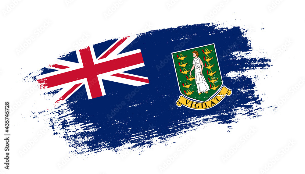 Flag of British Virgin Islands country on brush paint stroke trail view ...