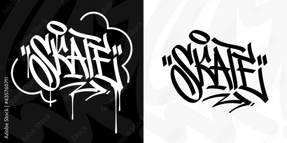 Abstract Hip Hop Hand Written Urban Graffiti Style Word Skate Vector ...