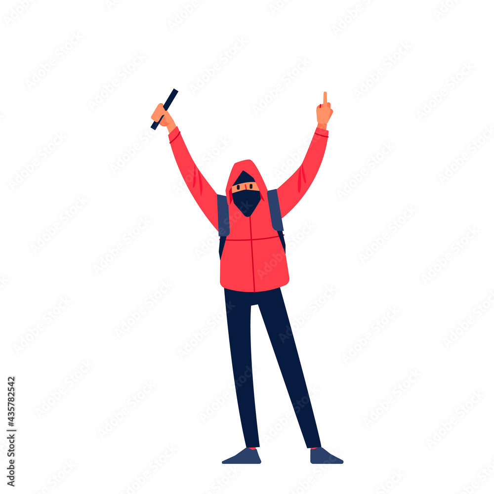 Young hooligan protest, heated argument and disagreement. Violent teen ...