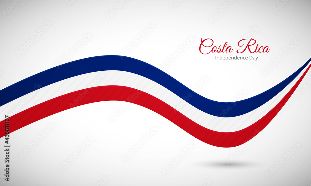 Happy independence day of Costa Rica. Creative shiny wavy flag ...