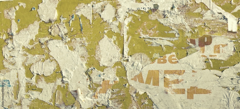 Crumpled Creased Paper and Torn Posters Wide Texture or Background ...