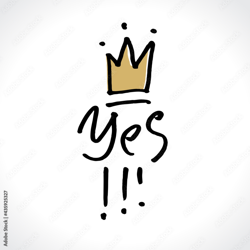 Cartoon illustration Yes!!! Vector card self-esteem. Template for ...