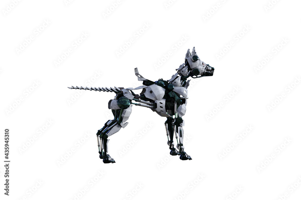 Cyborg dog with various poses for using a collage. Cyborg dog with ...